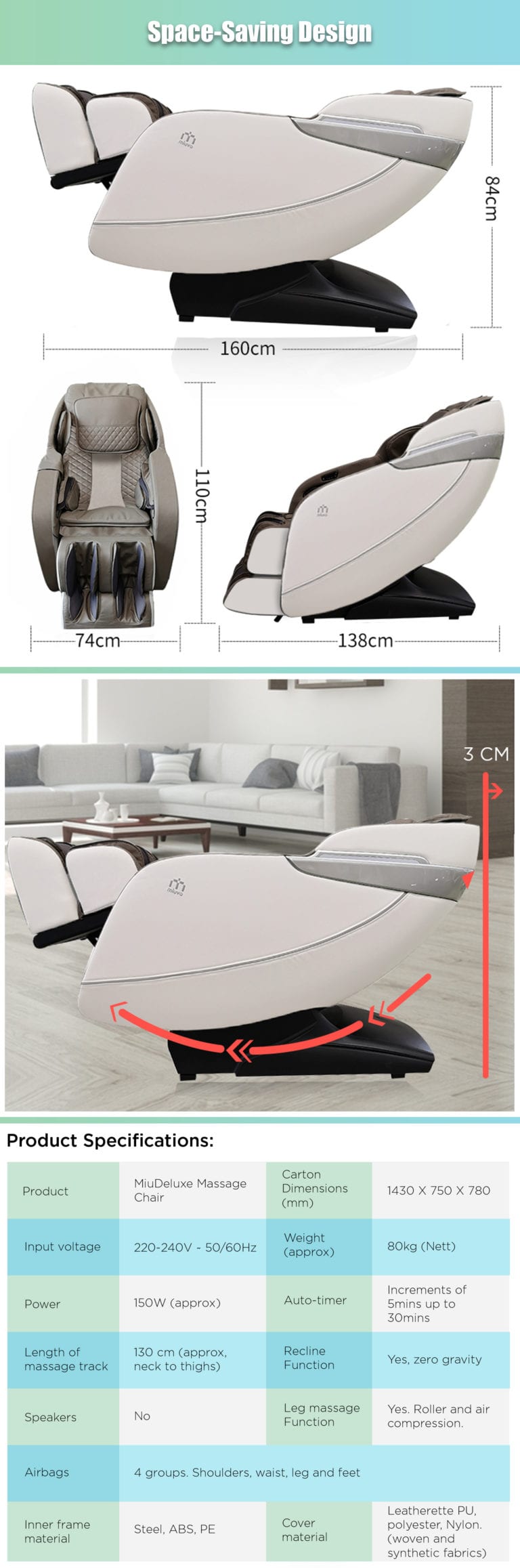 MiuDeluxe Massage Chair with Foot Massage - Miuvo Shop Singapore
